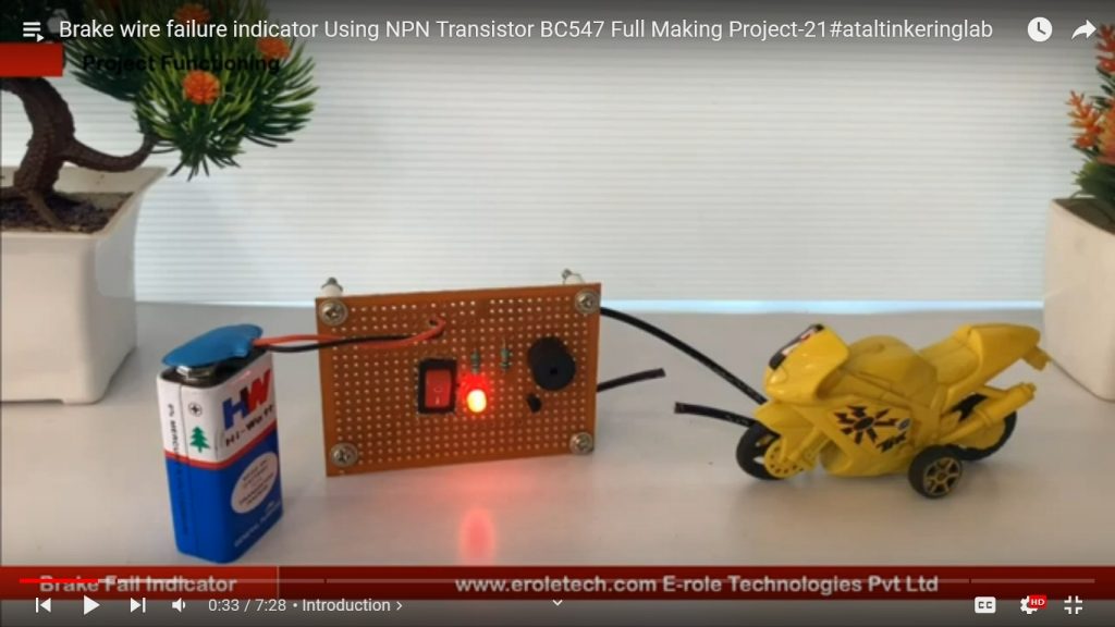 Brake wire failure indicator Using NPN Transistor BC547 | One Stop For ...