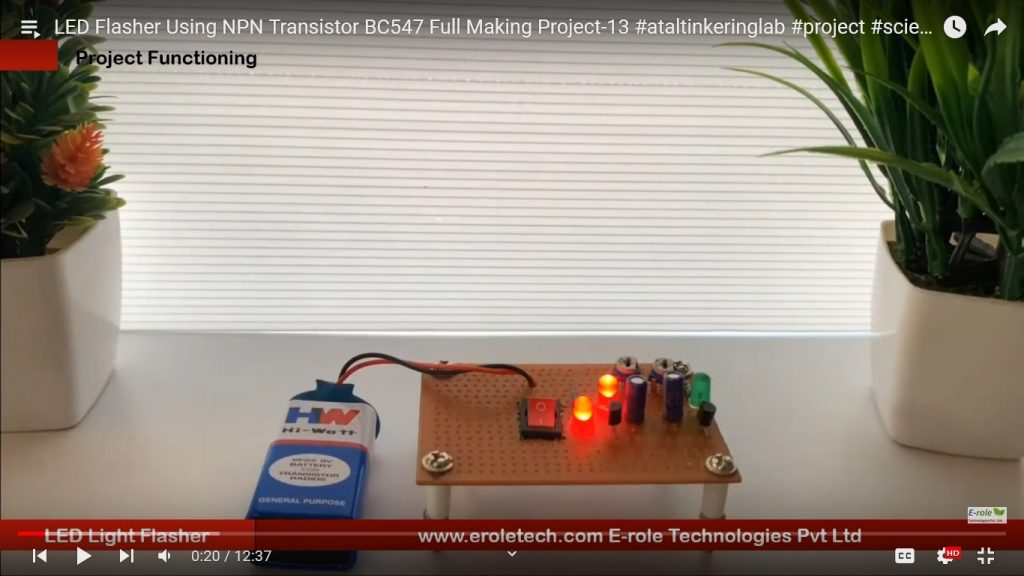 LED Flasher Using NPN Transistor BC547 | One Stop For All College ...
